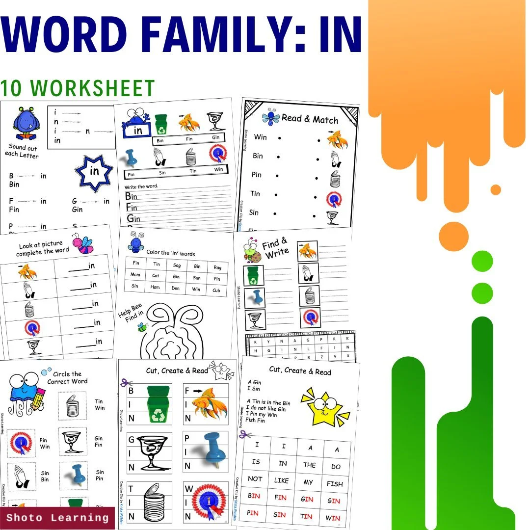 IG Word Family CVC Worksheets – Reading, Writing & Games