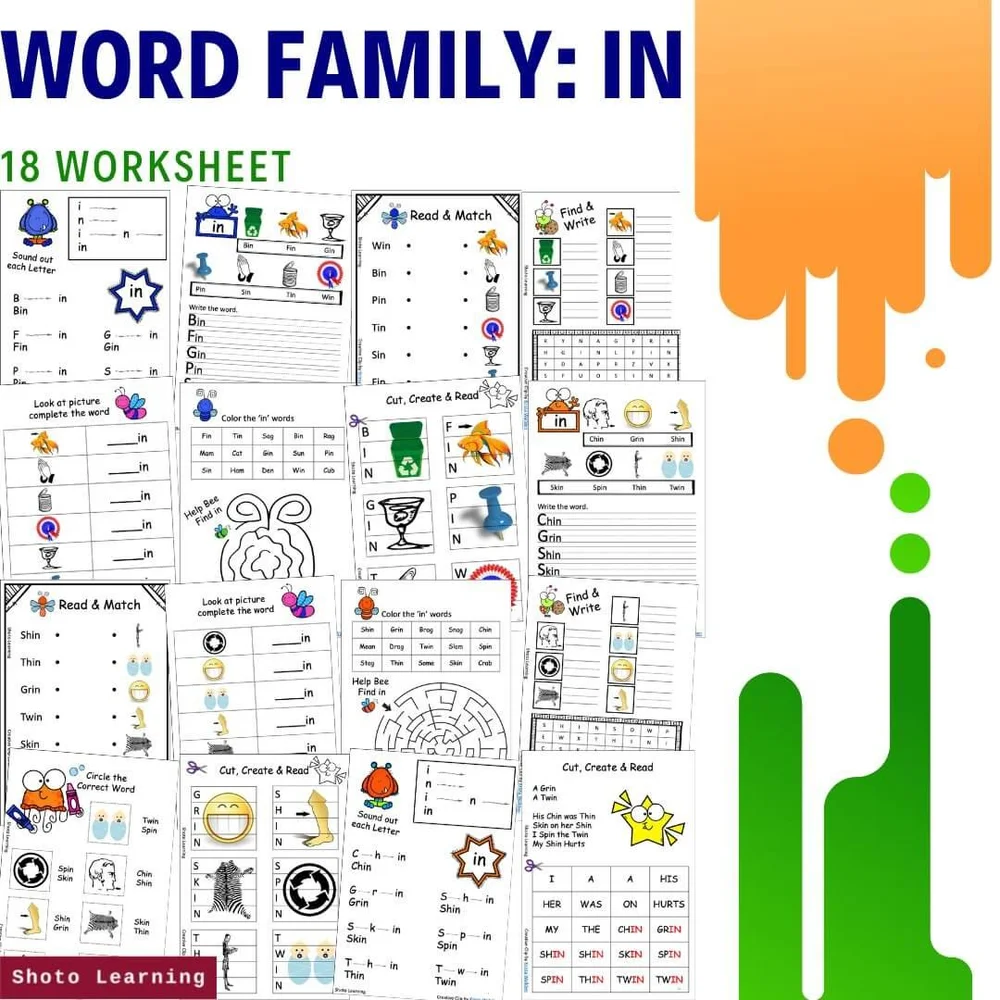 ET Word Family CVC Blend Worksheets for Engaging Reading, Writing ...
