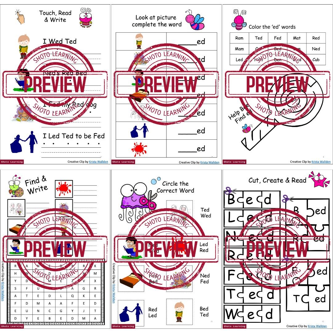 EG Word Family CVC Blend Worksheets – 10 Activities