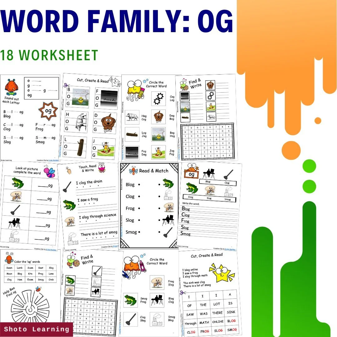EG Word Family CVC Blend Worksheets – 10 Activities