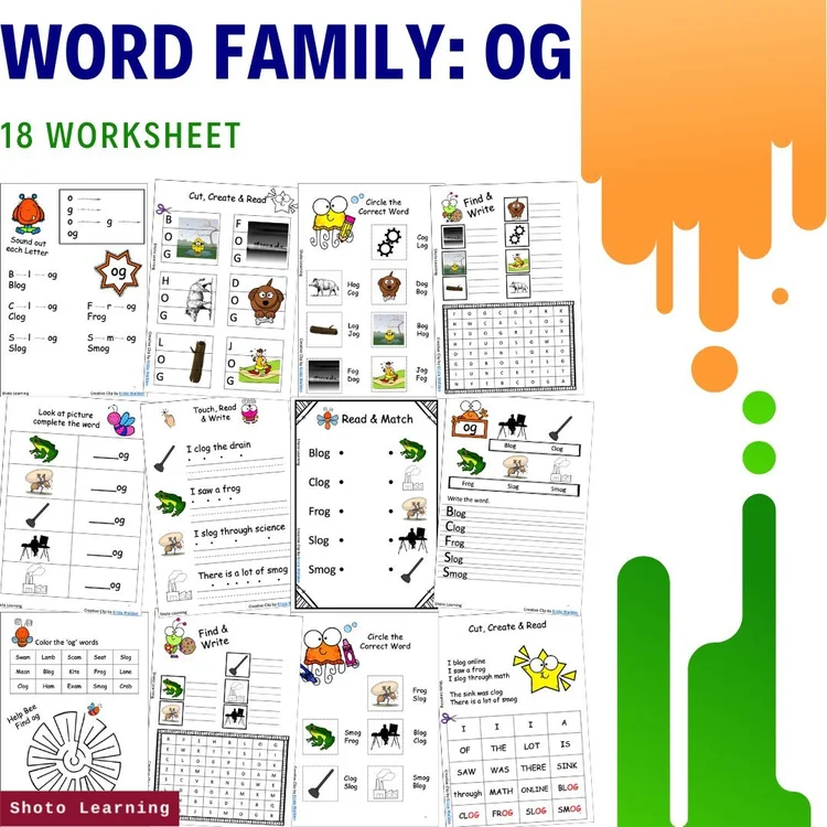 EG Word Family CVC Blend Worksheets – 10 Activities