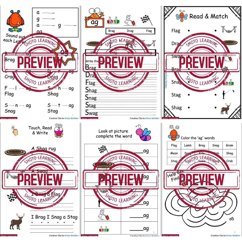 IN Word Family CVC Worksheets & Activities – 18 Pages
