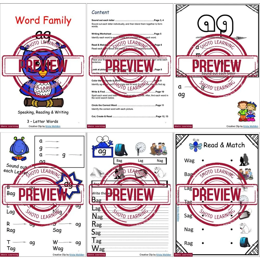 Interactive AM Word Family CVC Worksheets for Early Learners