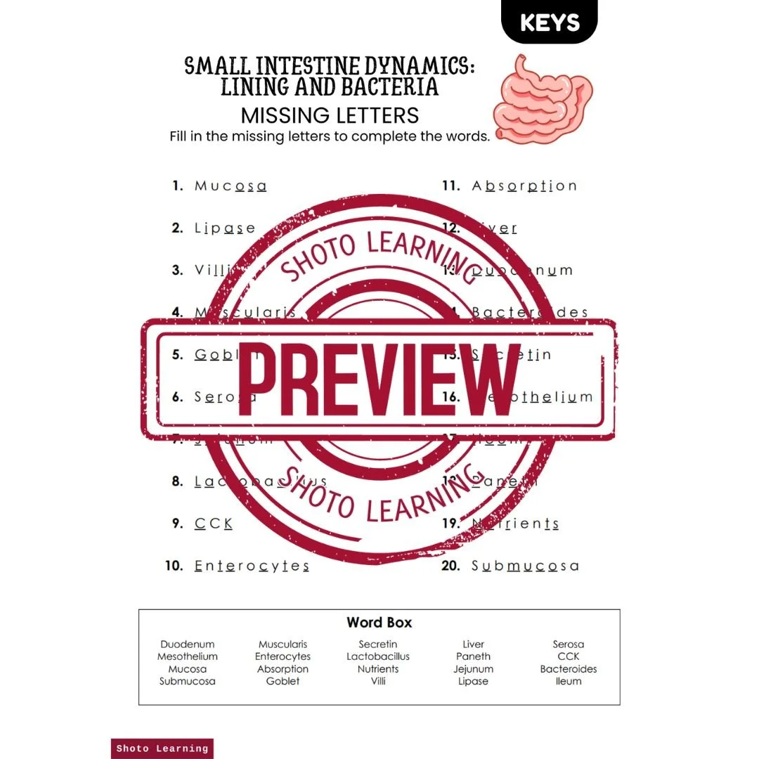 Small Intestine Villi Cut & Paste Activity | Anatomy