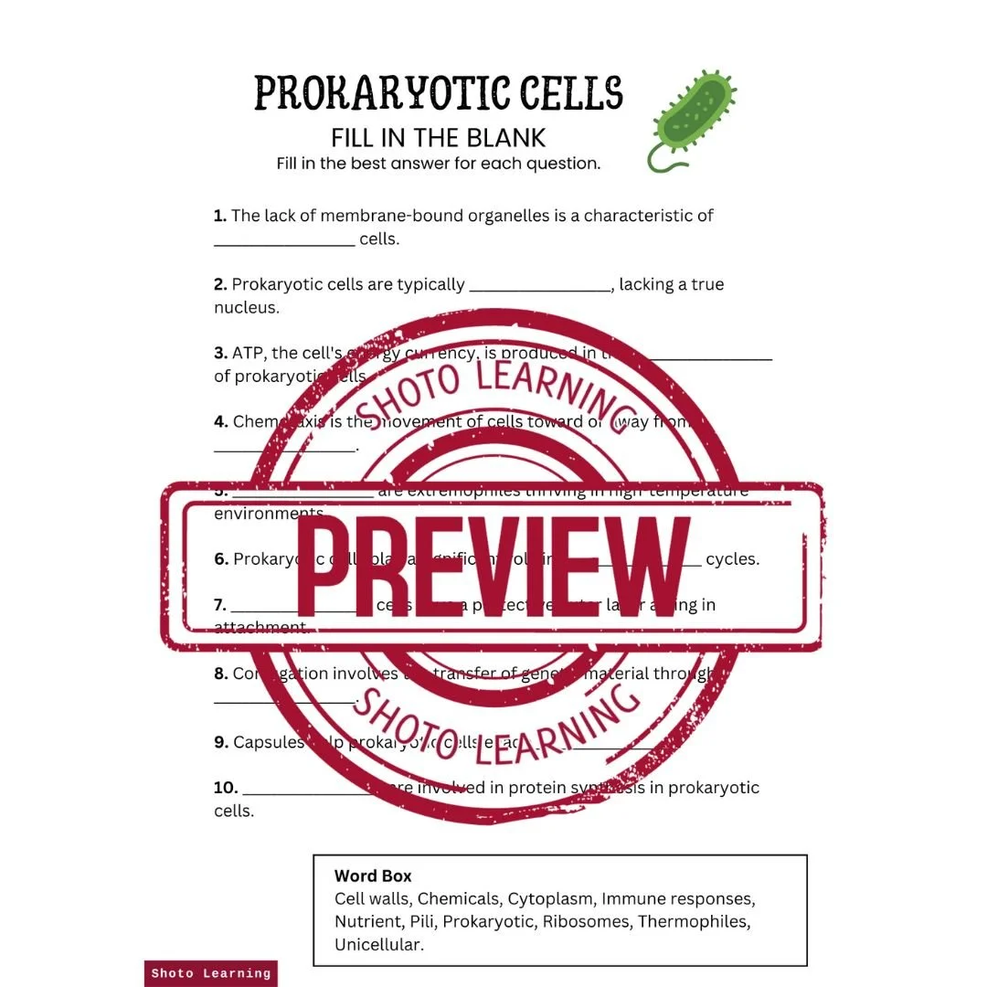 Prokaryotic Cell Word Search: Find the Hidden Terms