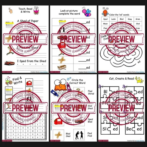 EN Word Family CVC Blend Worksheet Bundle for Speaking, Reading & Writing