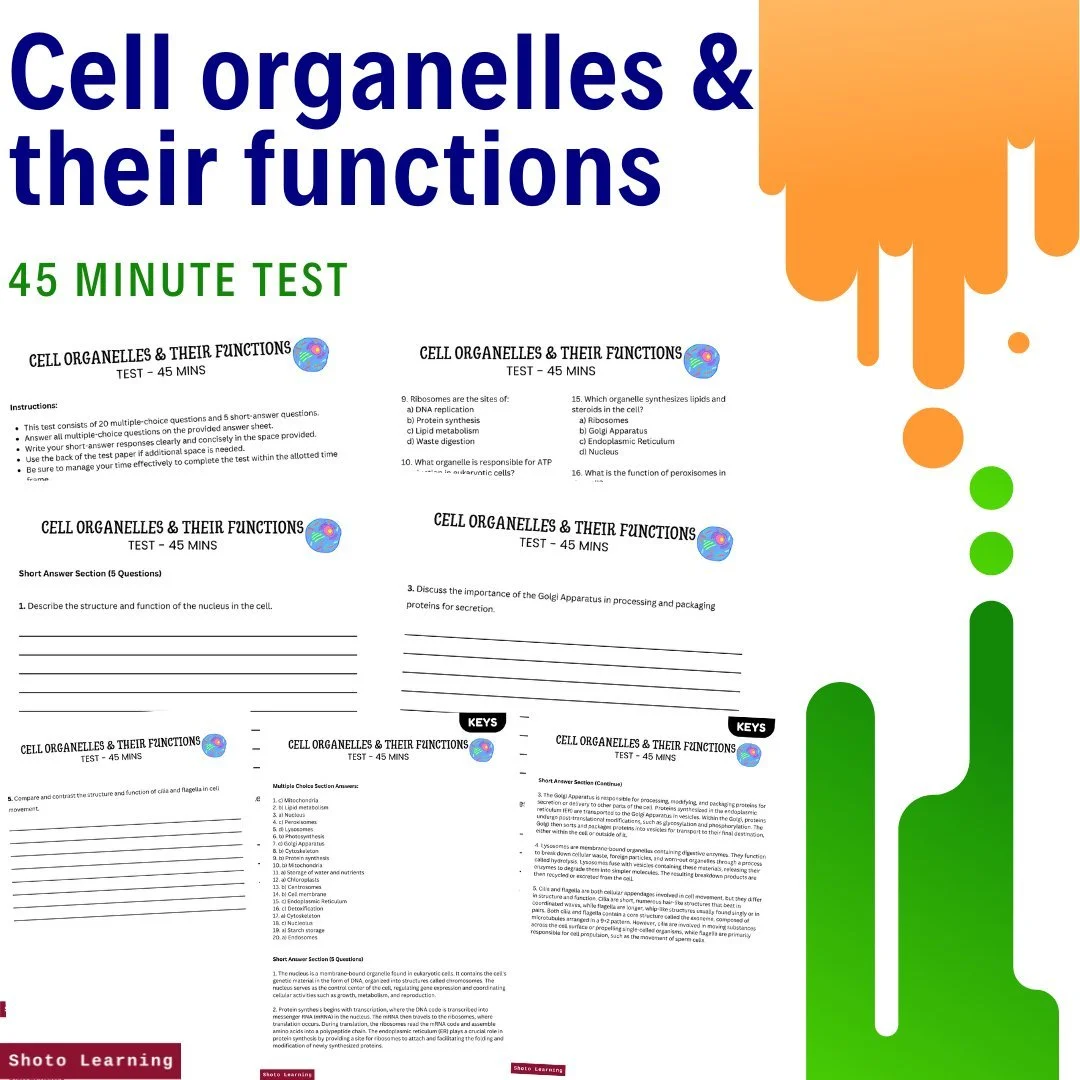 Cell Organelles Matching Worksheet Set | Structure & Function