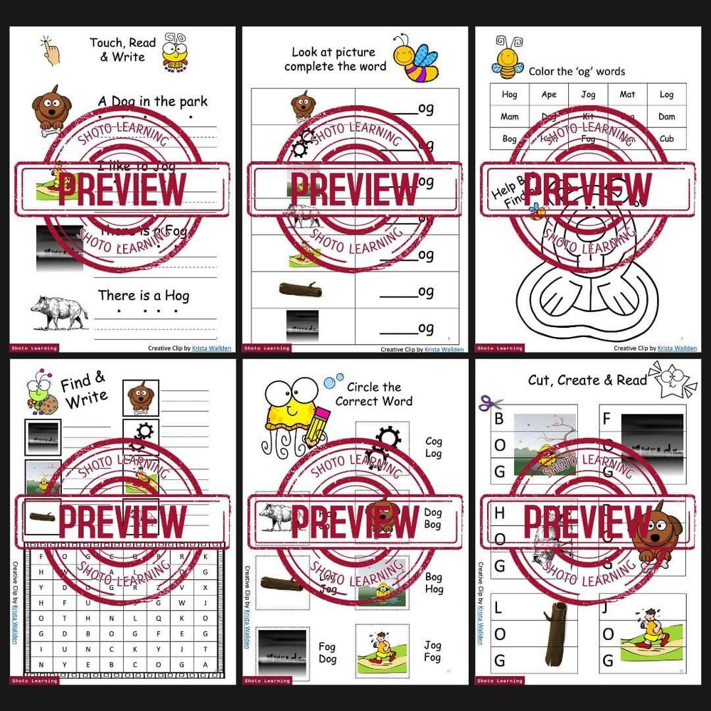 ED Word Family CVC Blend Worksheets Bundle – 18 Activities for Speaking ...