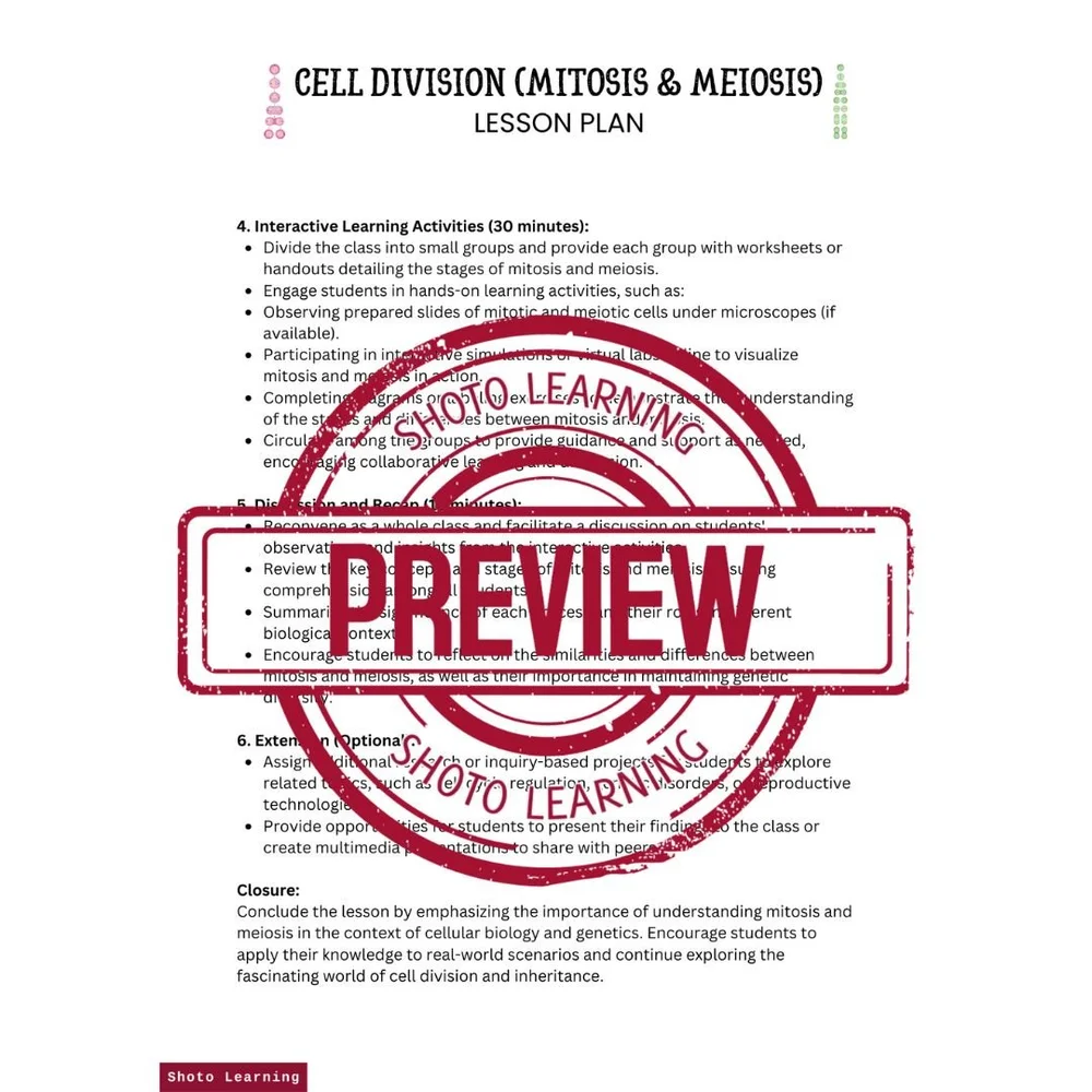 Mitosis vs Meiosis Poster: Visual Guide to Cell Division