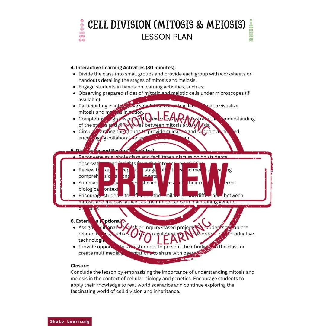 Mitosis vs Meiosis Poster: Visual Guide to Cell Division