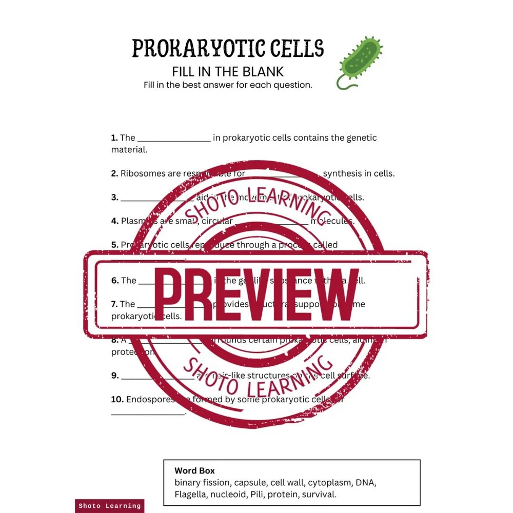 Prokaryotic Cell Word Search: Find the Hidden Terms