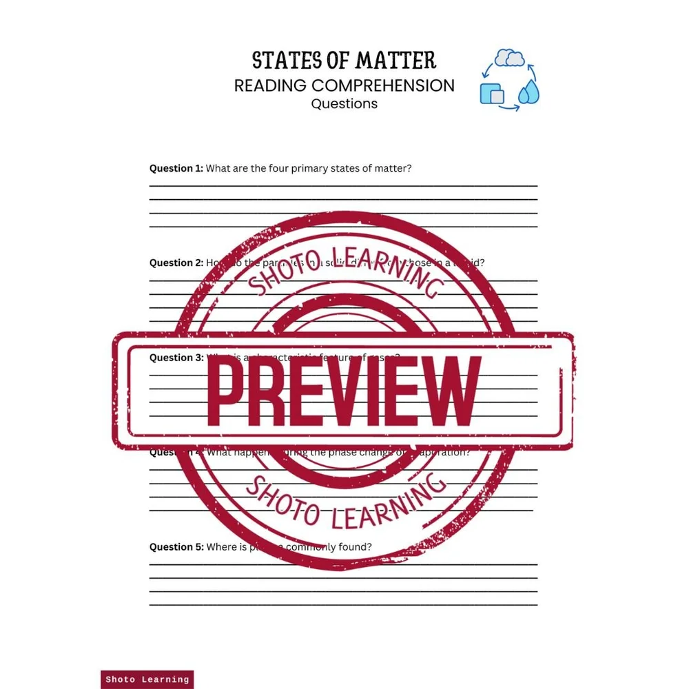 States of Matter Poster & Worksheet | Free for Kids