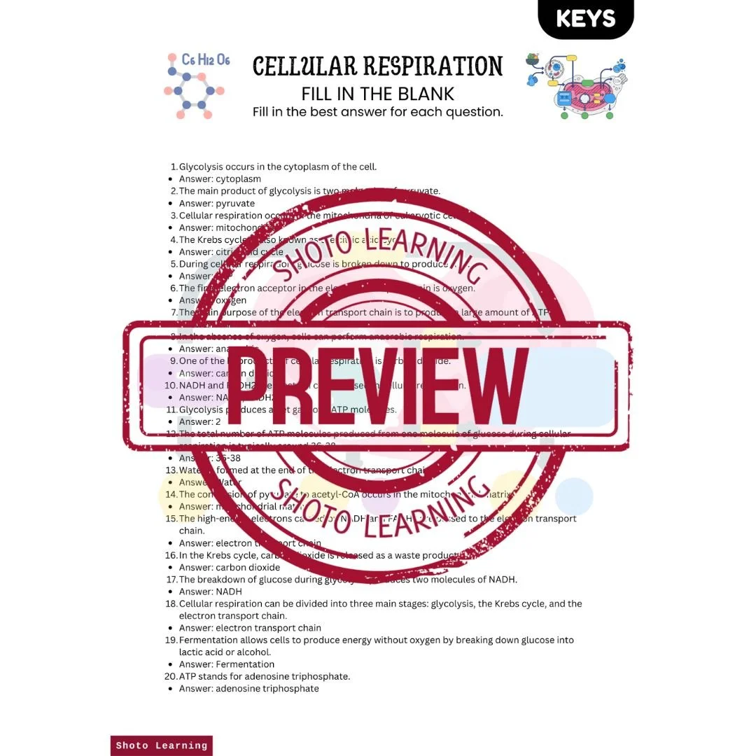 Cellular Respiration Debate Pack – 10 Debates + Answers Included