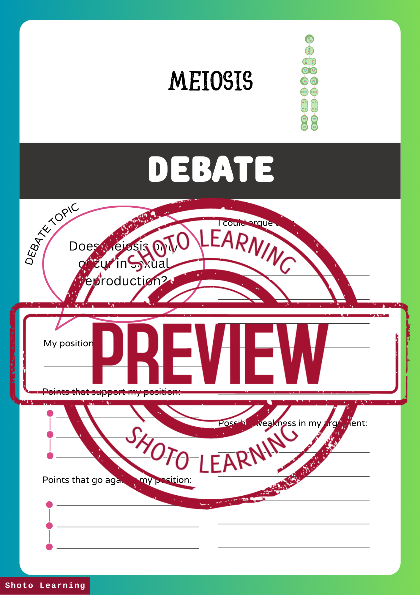 Meiosis Reading Comprehension Worksheet | 5 Key Questions & Answers