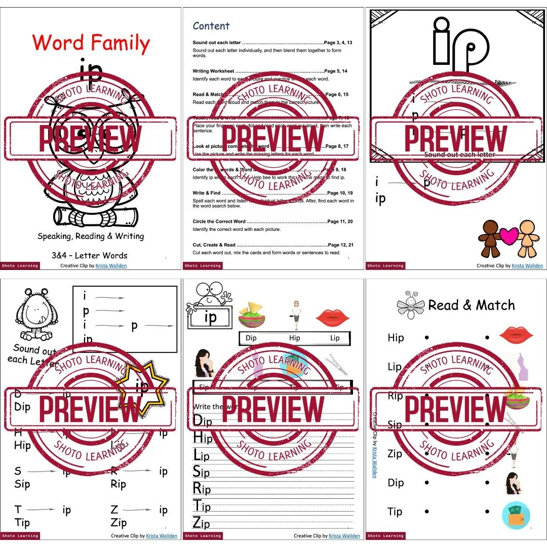 ED Word Family Worksheets & Activities – CVC & Blends