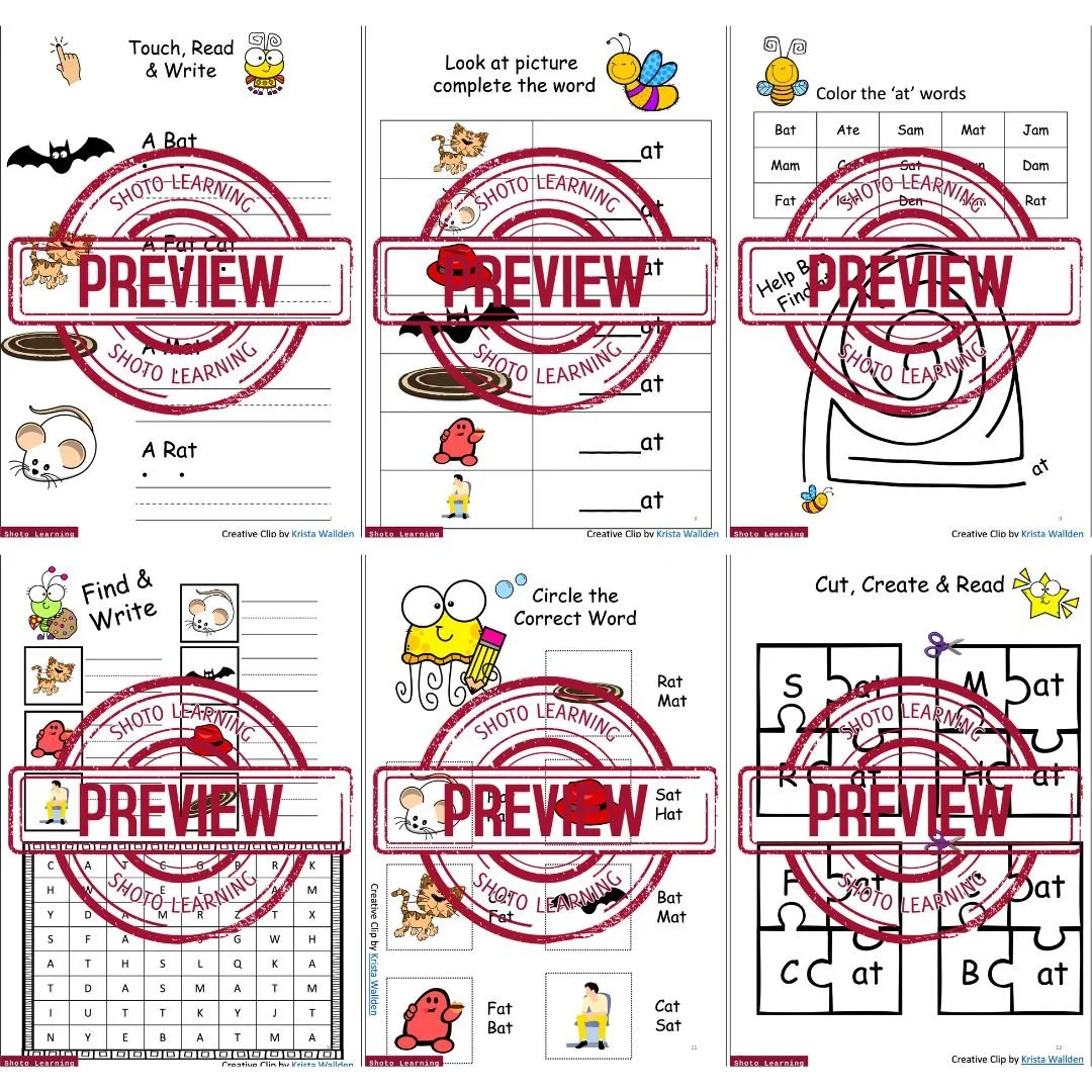 EG Word Family CVC Blend Worksheets – 10 Activities