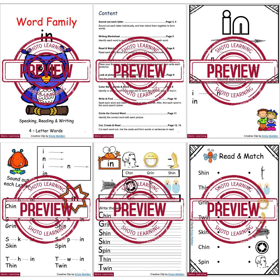 ED Word Family Worksheets & Activities – CVC & Blends