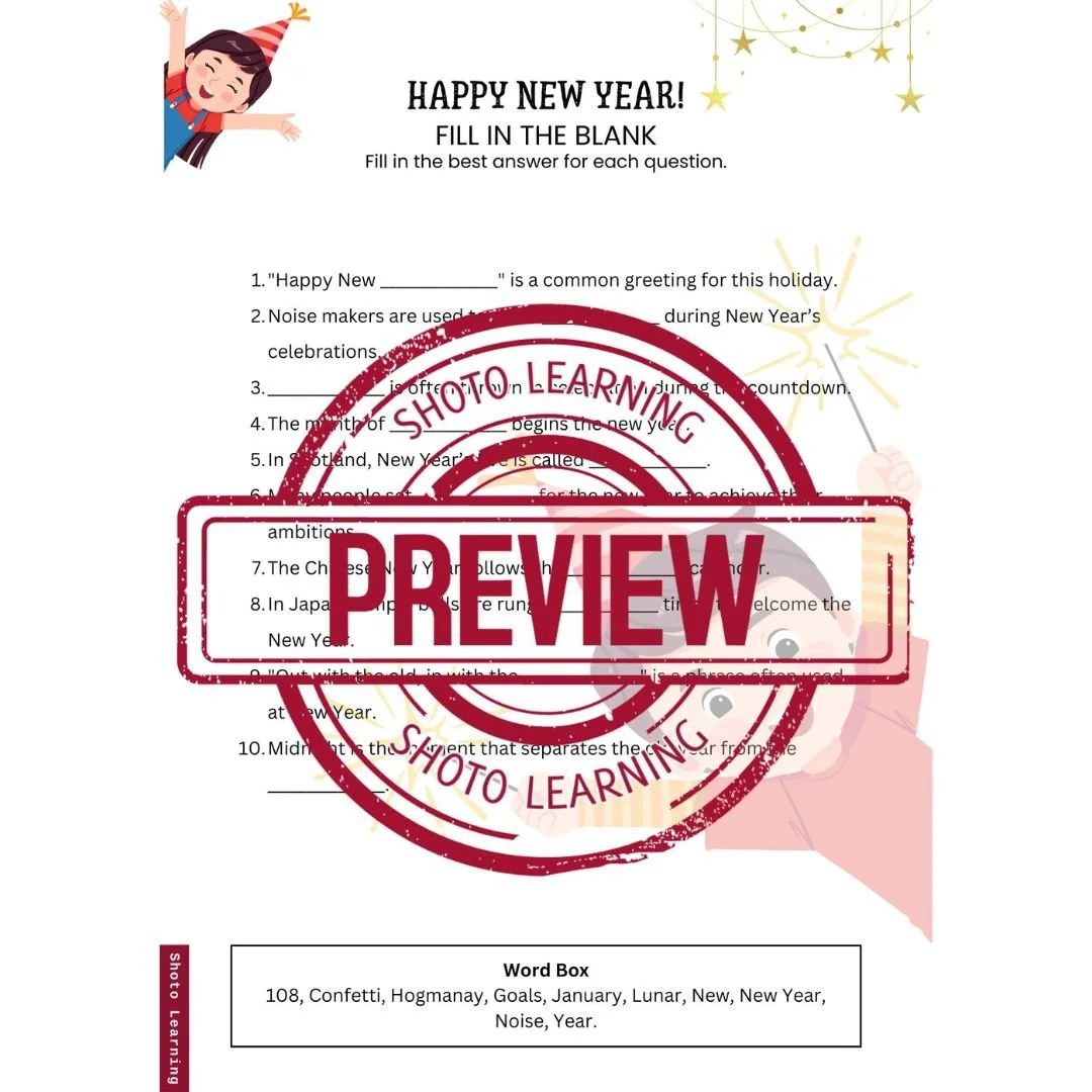Fun New Year Missing Letter Worksheets – Perfect for Kids!