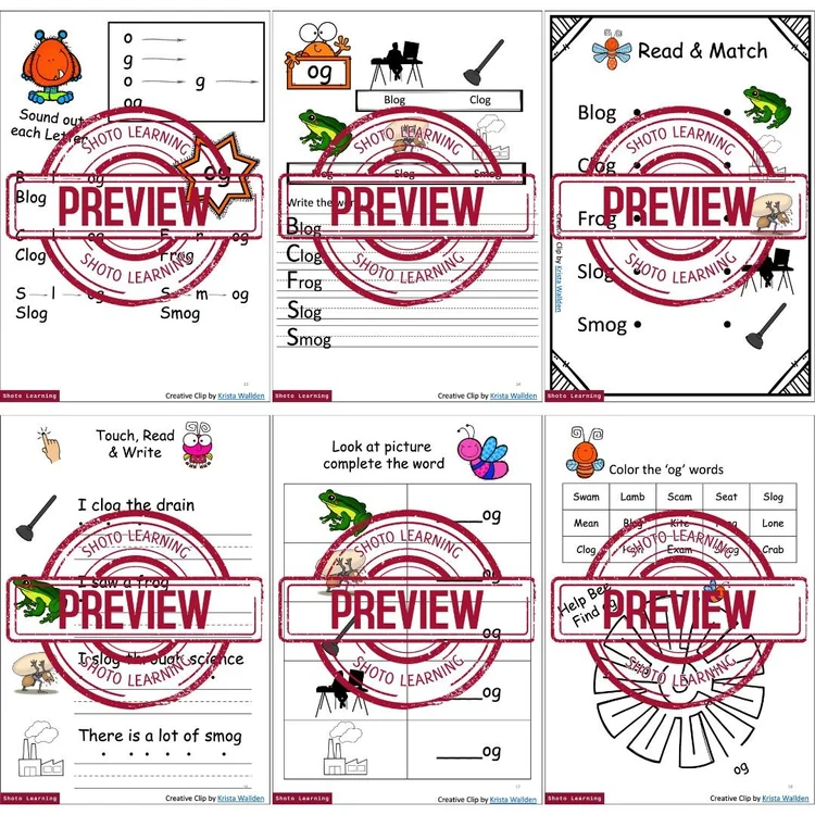 EG Word Family CVC Blend Worksheets – 10 Activities