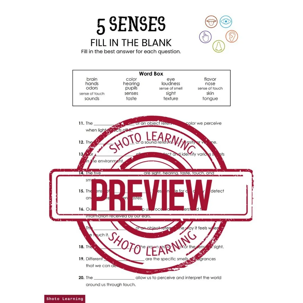 5 Senses Science Bundle: Word Find & Scramble Game