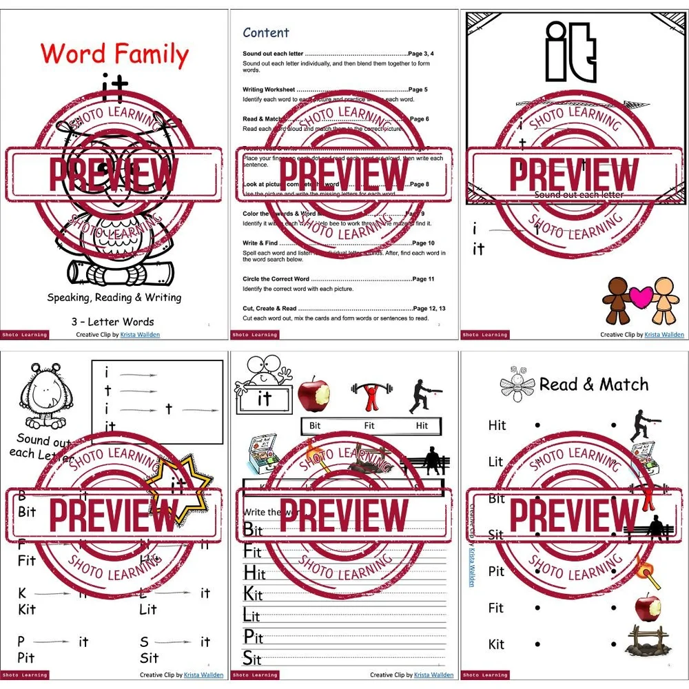 ET Word Family CVC Blend Worksheets – Reading & Writing
