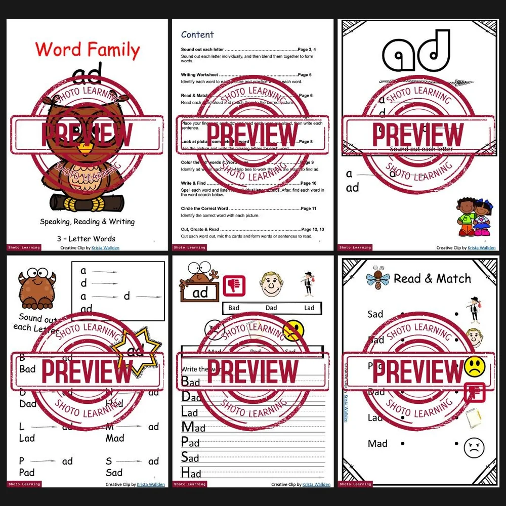 Master the EG Word Family: CVC Blend Worksheets for Speaking, Reading ...