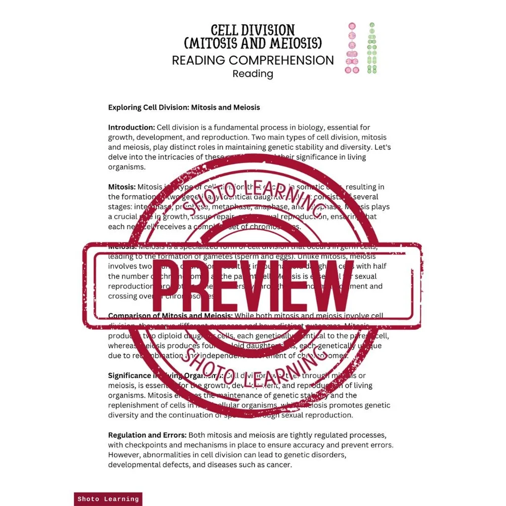 Cell Division Explorers: Lesson Plan on Mitosis & Meiosis