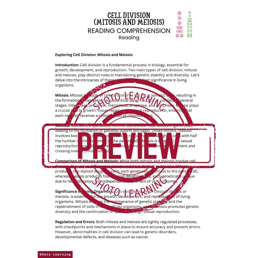 Mitosis vs Meiosis Poster: Visual Guide to Cell Division