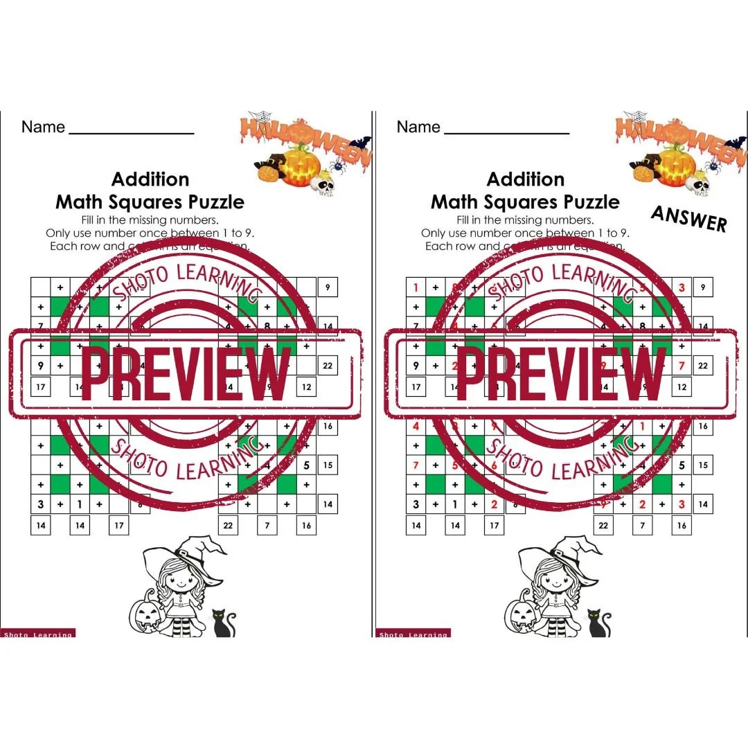 Halloween Addition Puzzle: Fun Math Worksheet