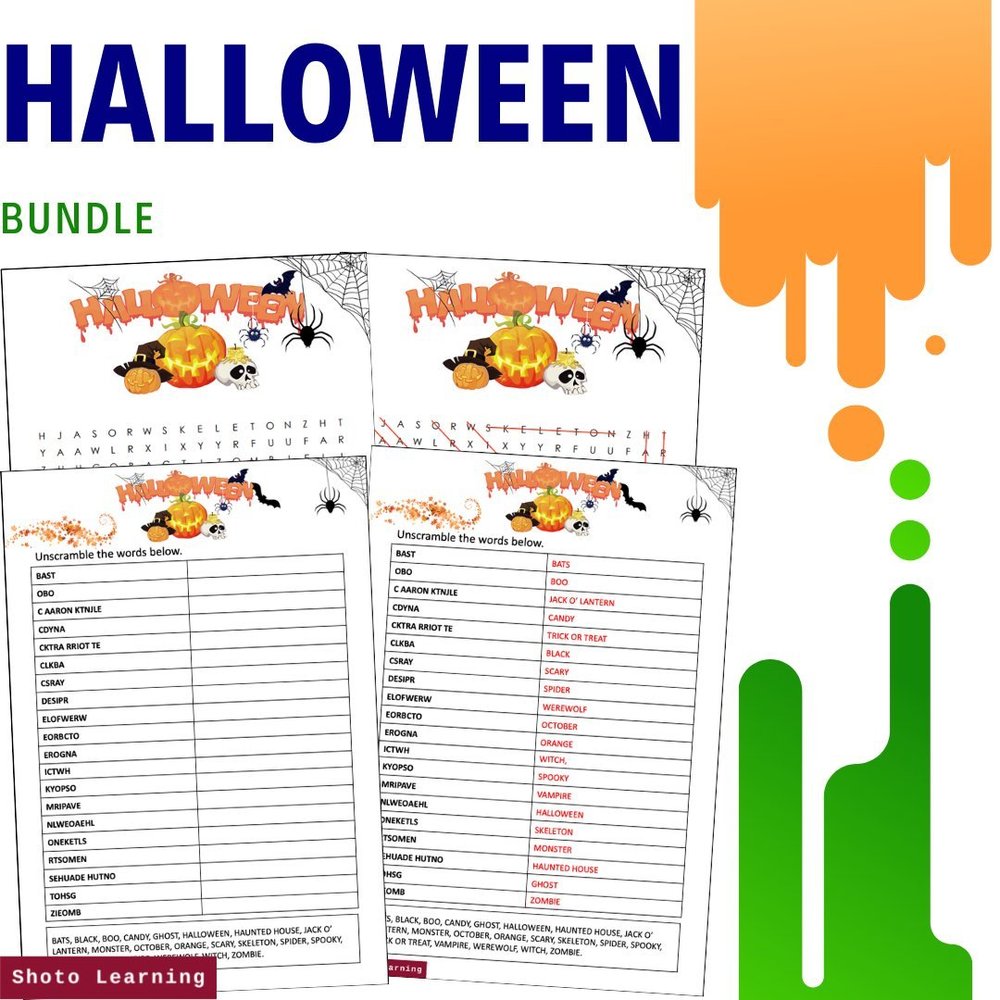 Spooky Halloween Activities Bundle for Kids | Shoto Learning