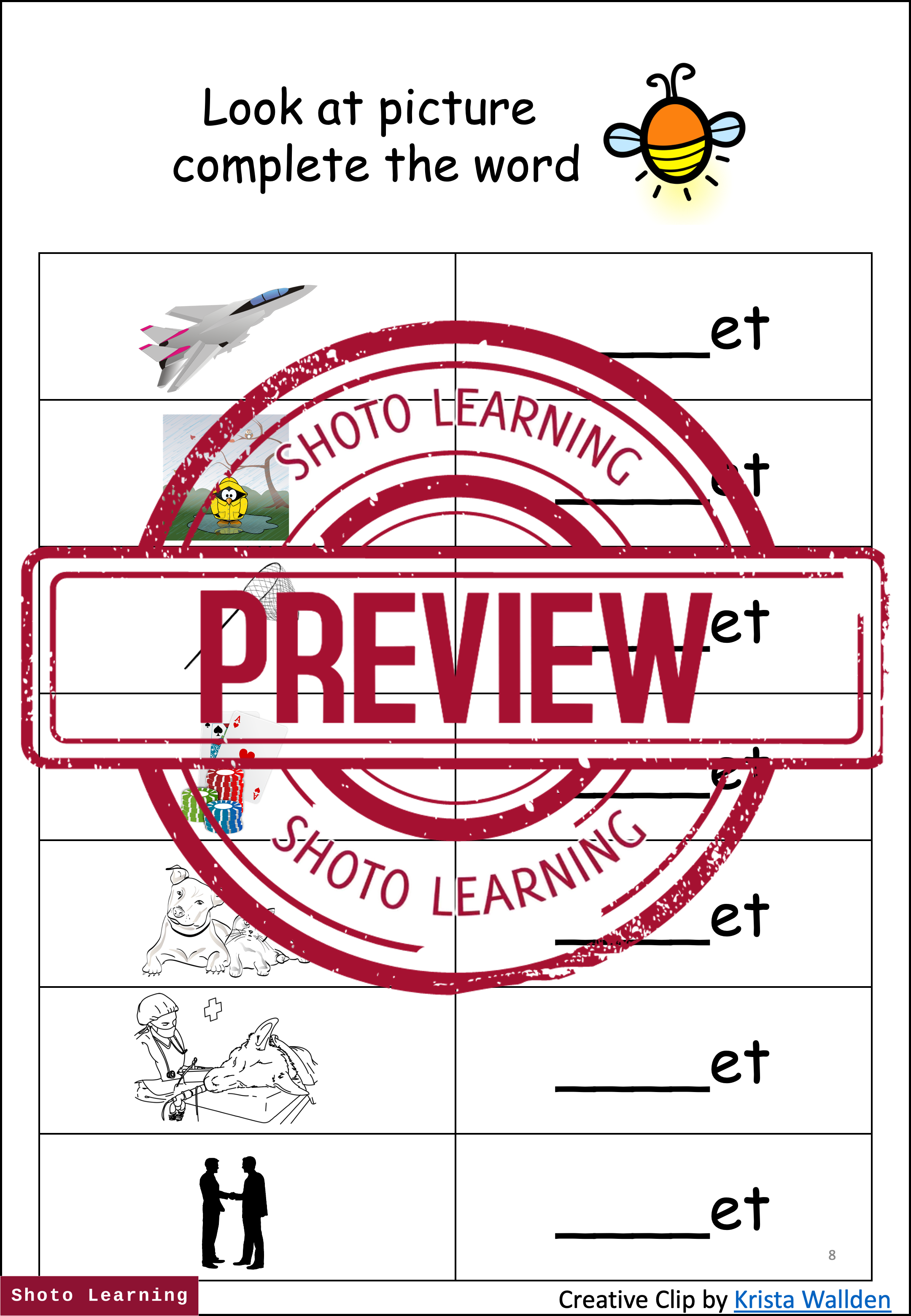 ET Word Family CVC Blend Worksheets for Engaging Reading, Writing ...