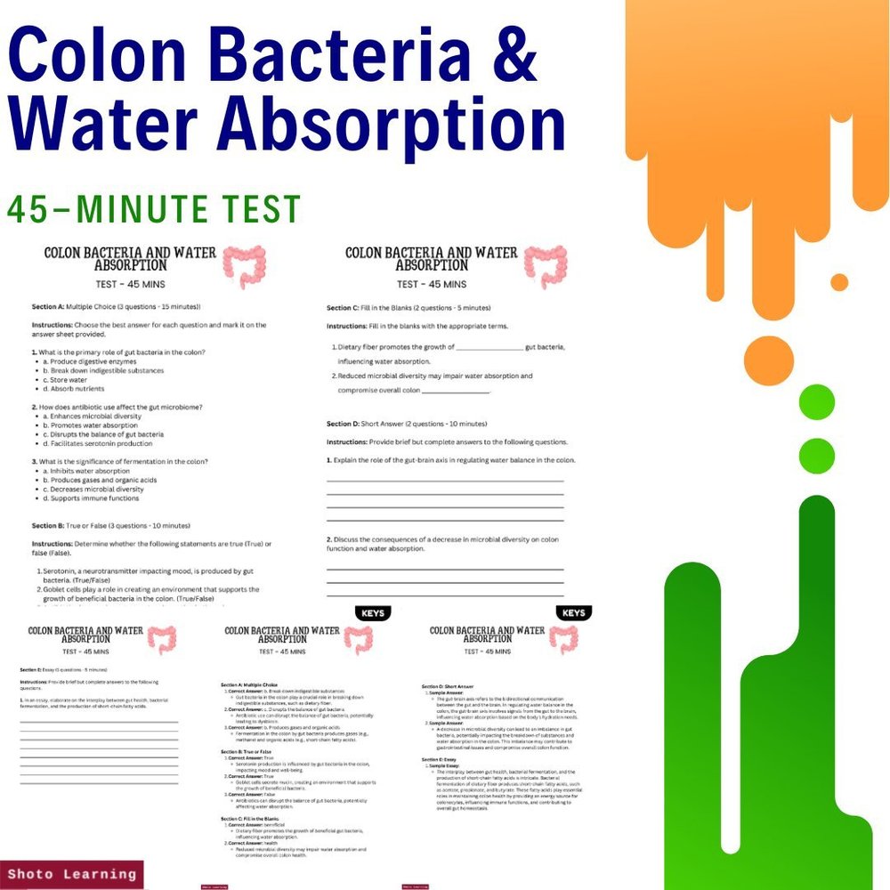 Gut Health Bingo: Colon Bacteria & Hydration Game for Learning