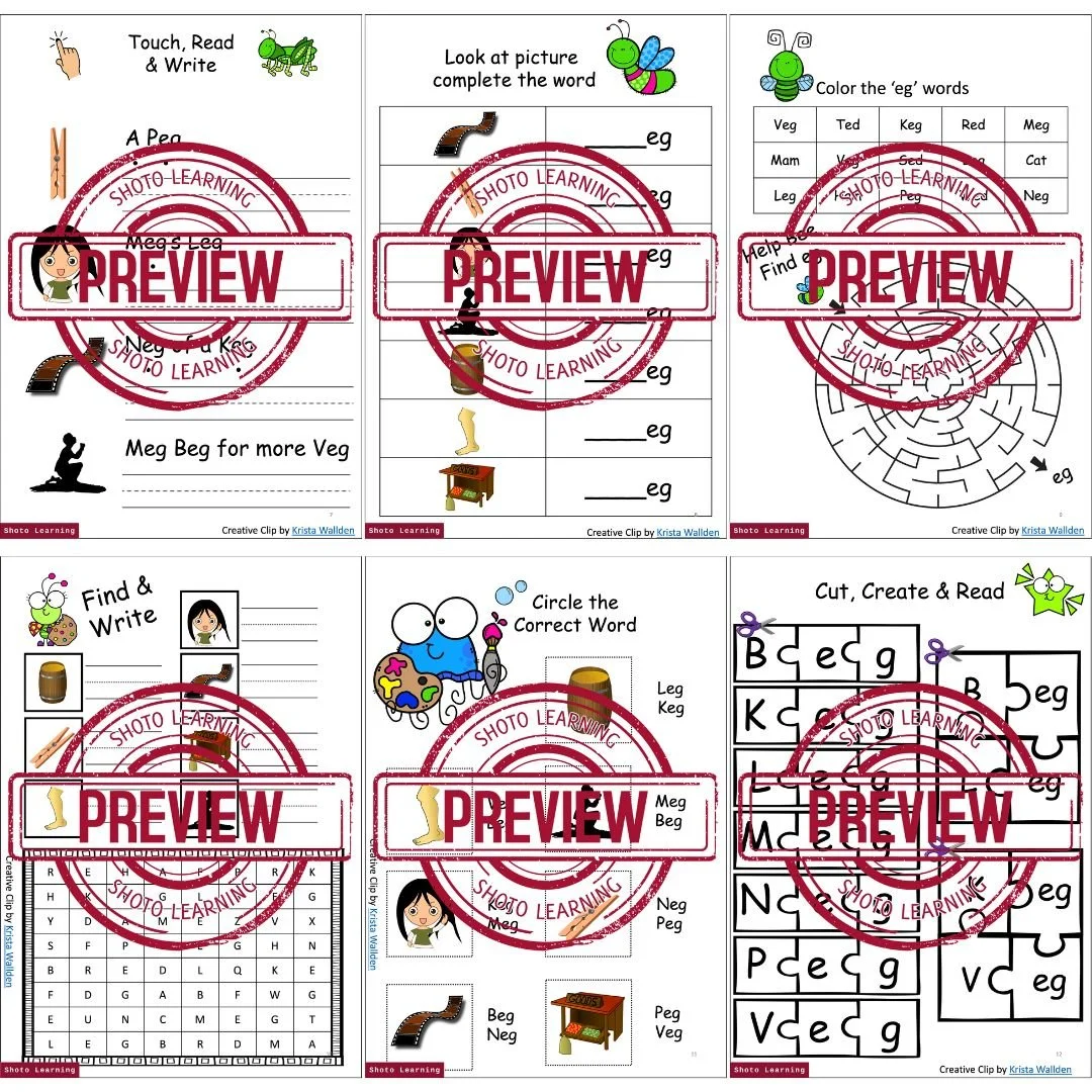 EN Word Family CVC Blend Worksheets – Reading & Writing