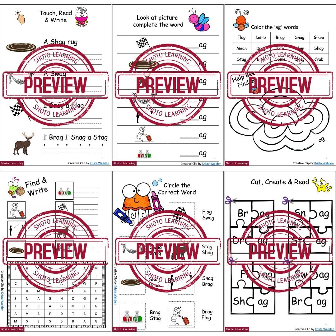 EN Word Family CVC Blend Worksheets – Reading & Writing