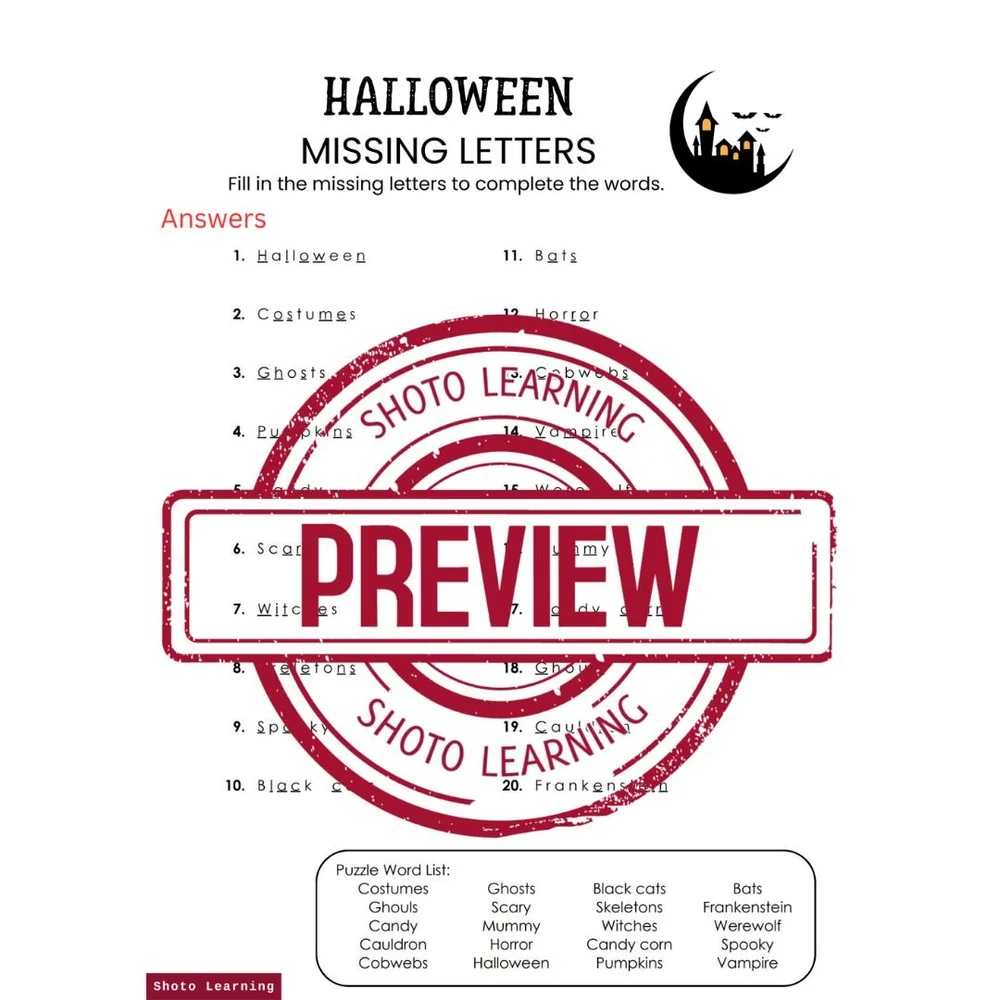 Spooky Halloween Activities Bundle for Kids | Shoto Learning