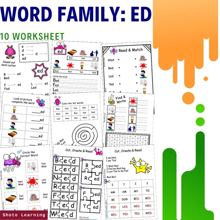 ED Word Family Worksheets & Activities – CVC & Blends