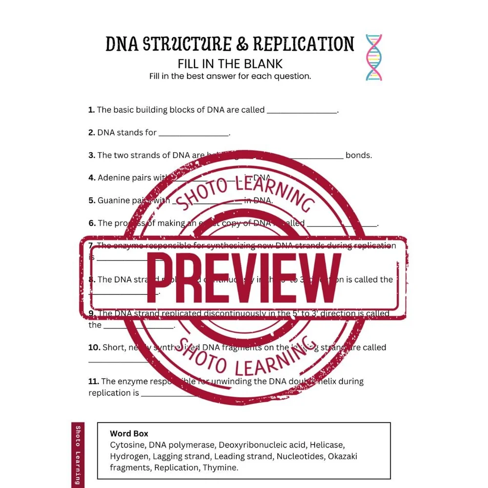 DNA Structure Worksheet: Engaging Exercises with Answers
