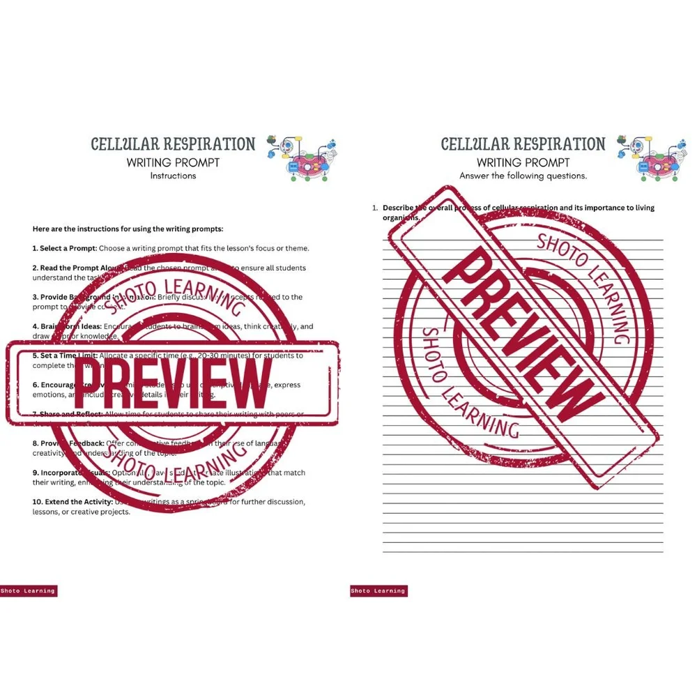 Cellular Respiration Label Worksheet | Word Box & Answer Key