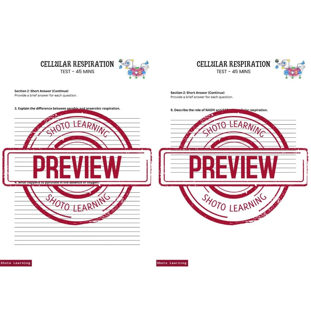 Cellular Respiration Label Worksheet | Word Box & Answer Key