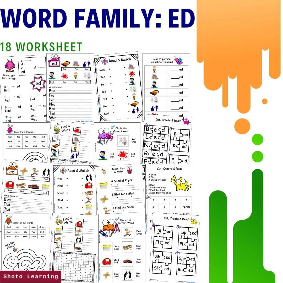 ET Word Family CVC Blend Worksheets for Engaging Reading, Writing ...