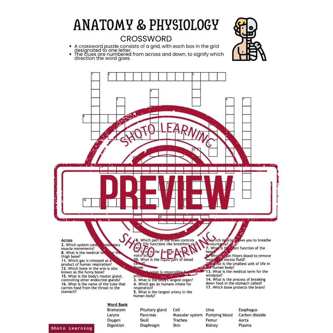 Anatomy & Physiology Word Search Puzzle: Learn Human Body Terms