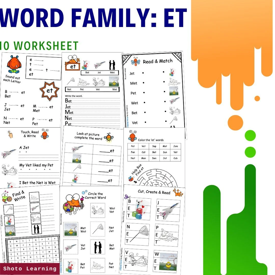 EN Word Family CVC Blend Worksheets – Reading & Writing