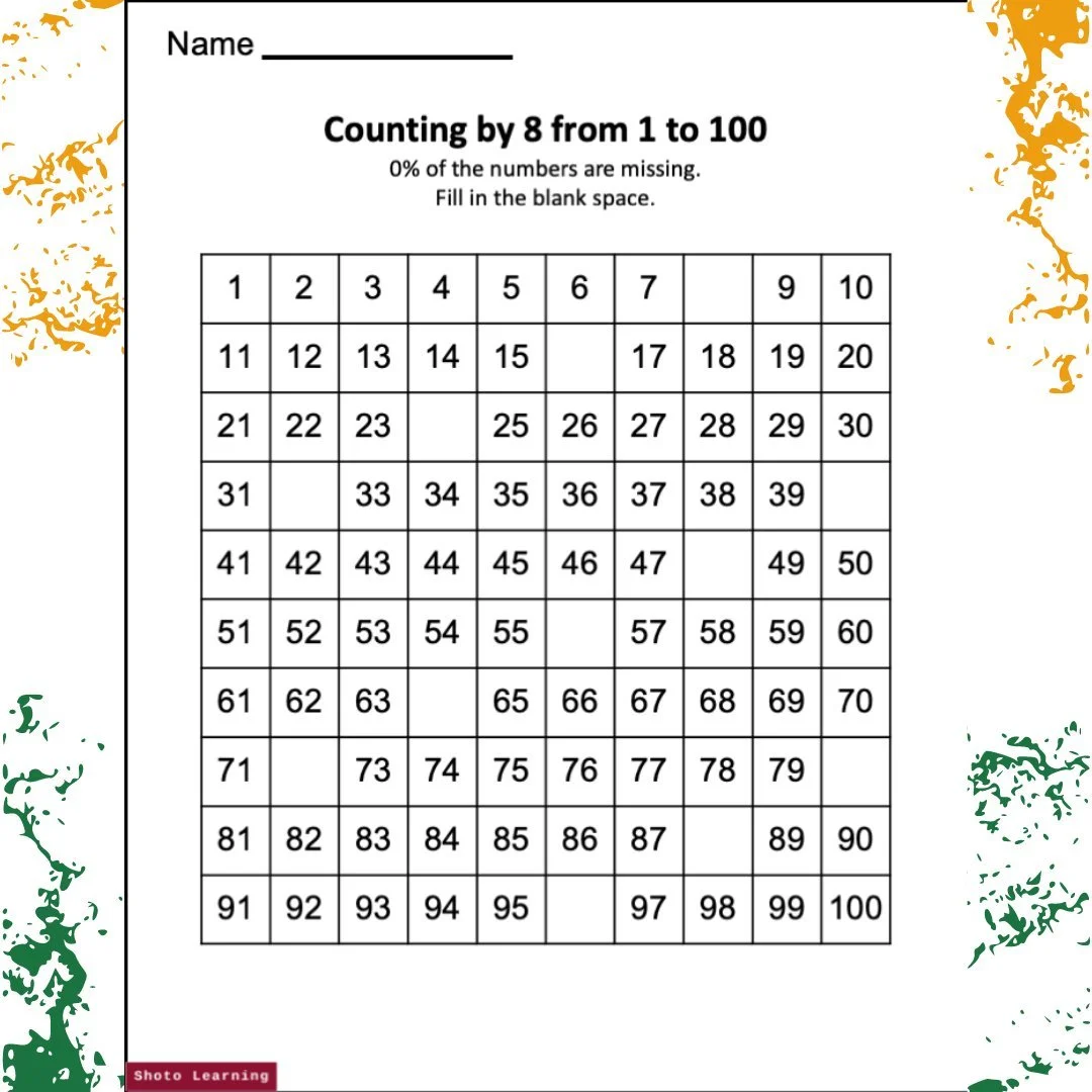 Free 1-100 Skip Counting by 2 Worksheets – 2 Pages