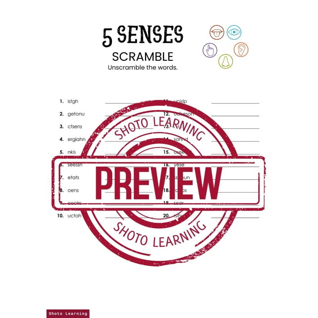 Five Senses Word Search Puzzle - Fun Science Activity for Kids