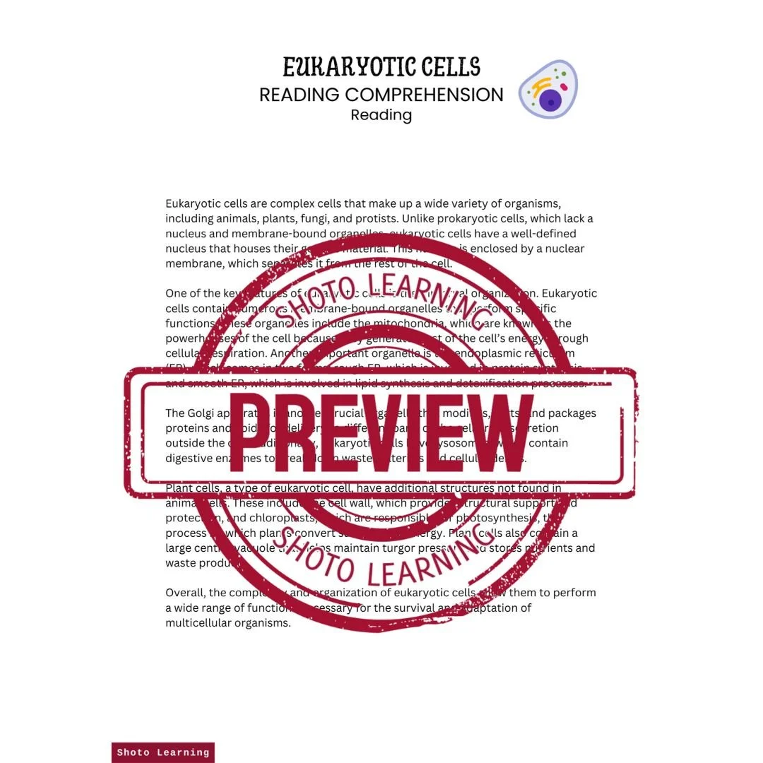 Eukaryotic Cell Word Scramble Worksheet - Fun Learning Activity