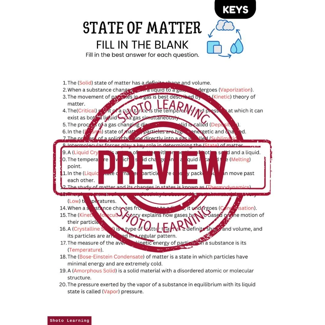 States of Matter Poster & Worksheet | Free for Kids