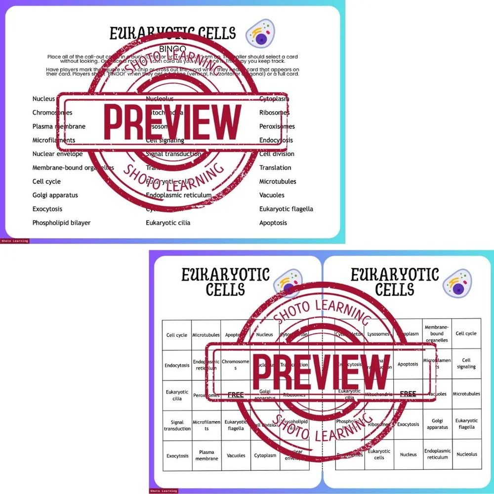 Eukaryotic Cell Missing Letter Worksheet | Fun Learning Activity