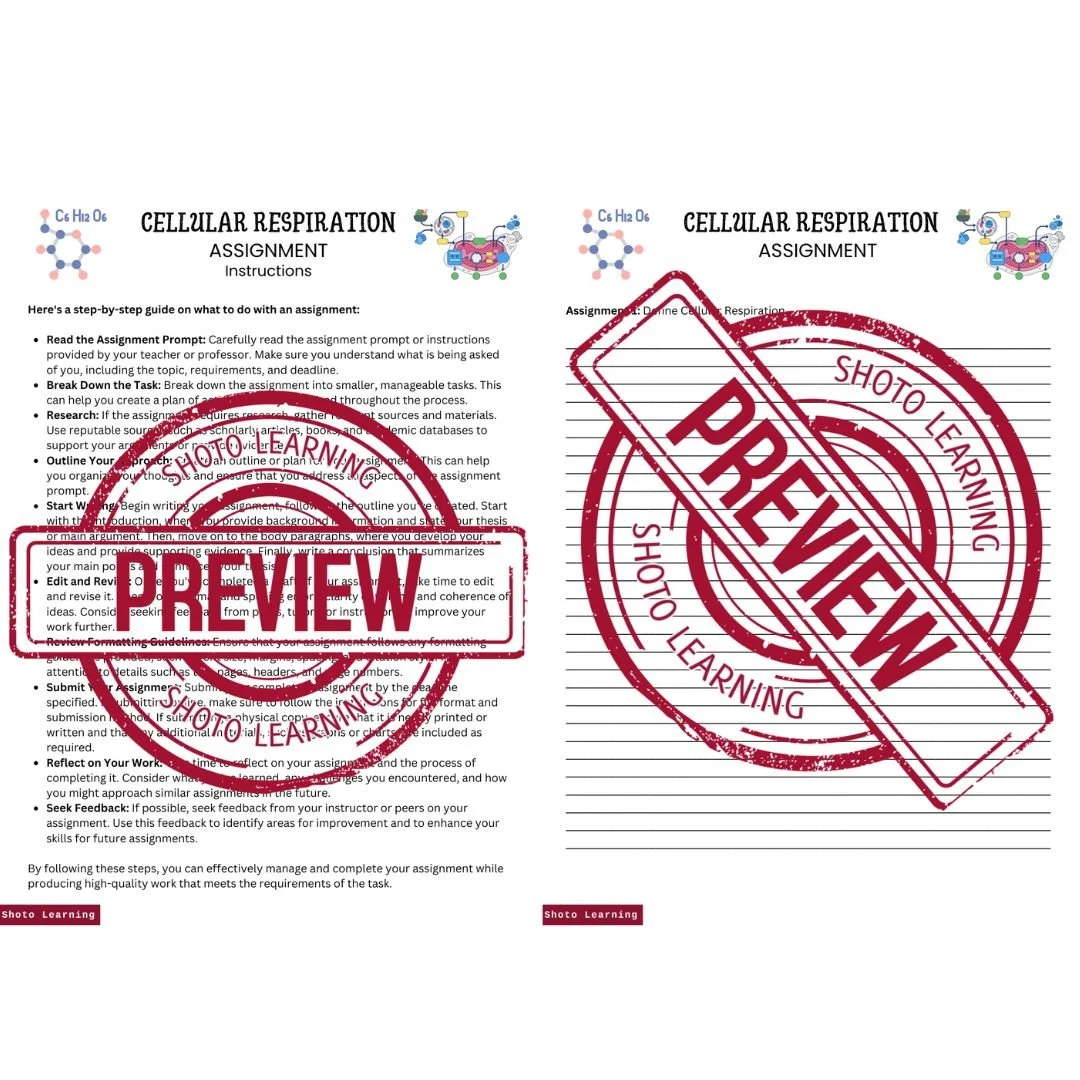 Cellular Respiration Label Worksheet | Word Box & Answer Key