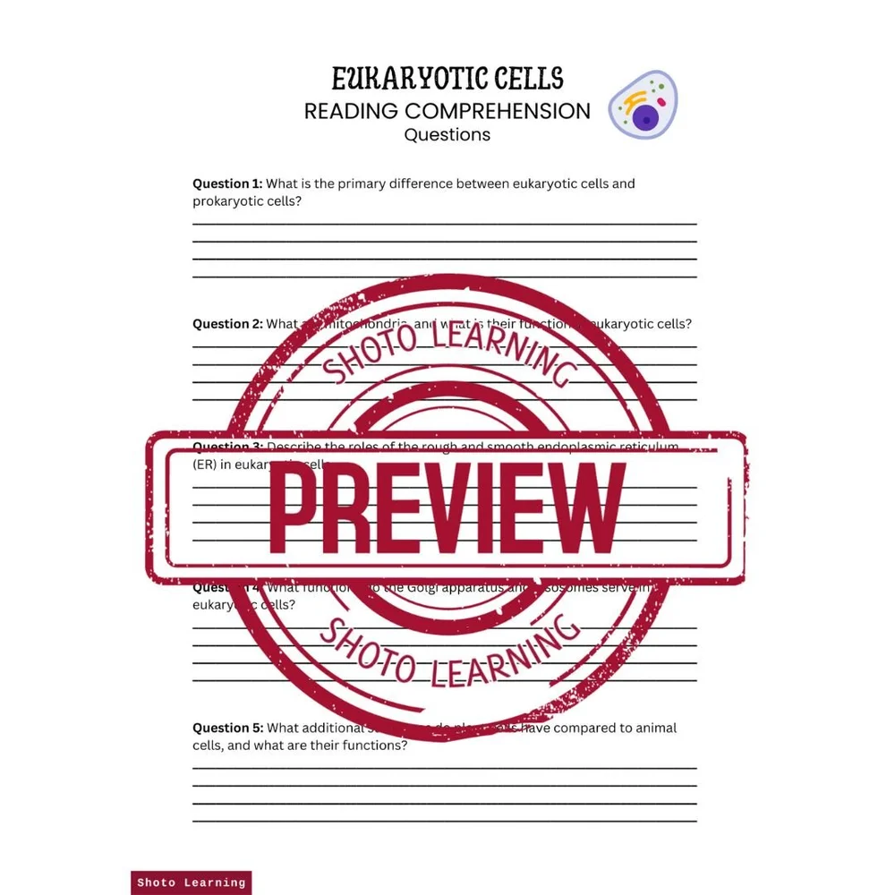 Eukaryotic Cell Matching Worksheet – Organelles & Functions