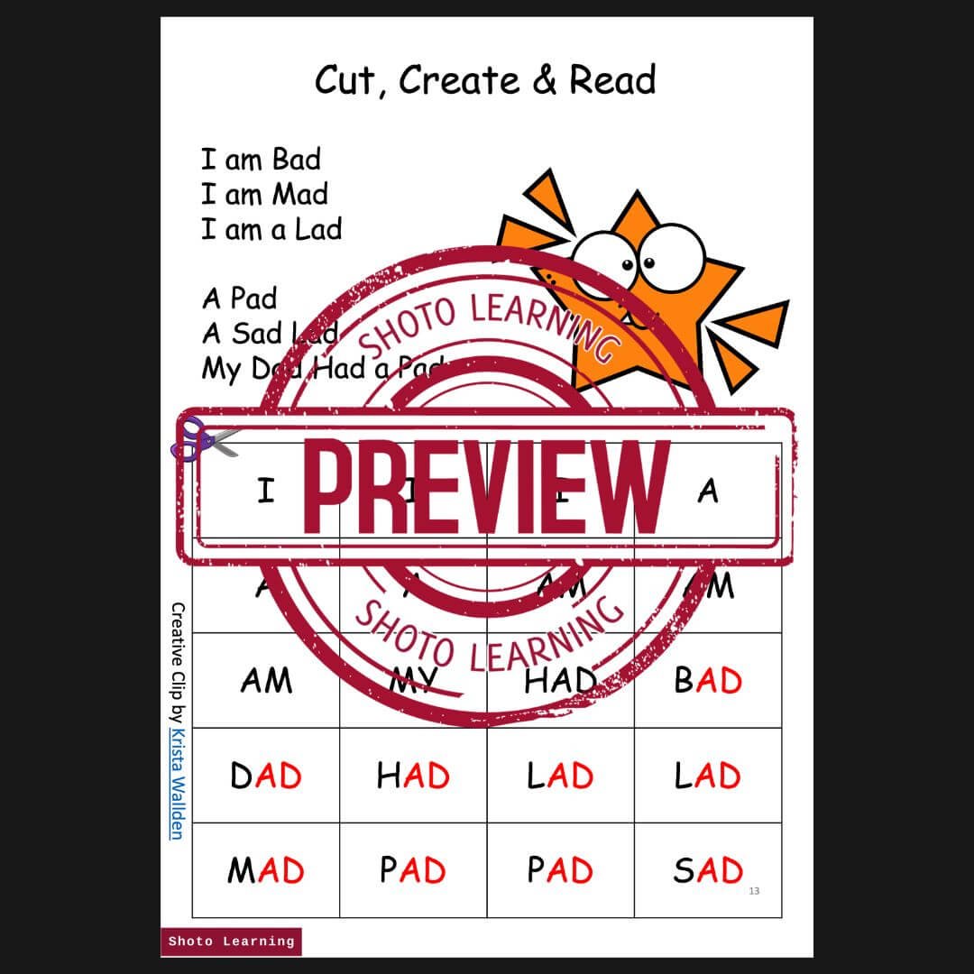 EN Word Family CVC Blend Worksheet Bundle for Speaking, Reading & Writing